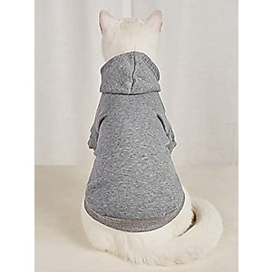 QWINEE Basic Dog Hoodie, Dog Warm Jacket, Cat Apparel, Dog Shirt, Dog Clothes for Puppy Kitten Small Medium Dogs Cats Light Grey X-Large