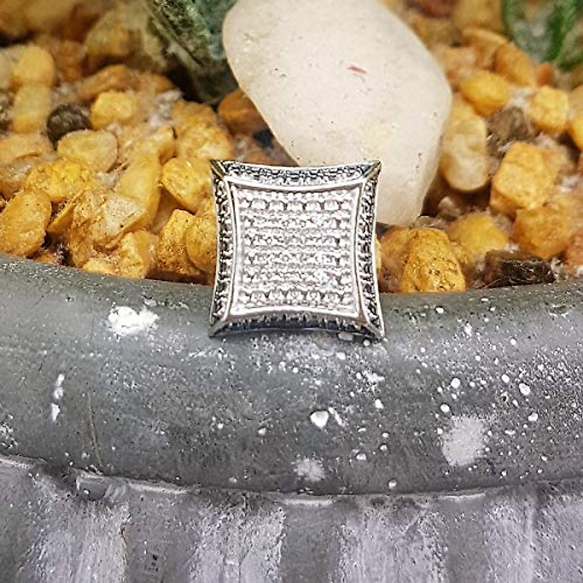 Dazzlingrock Collection 0.05 Carat (ctw) 14K Round White Diamond Micro Pave Kite Shape Stud Earring (Only 1pc), White Gold