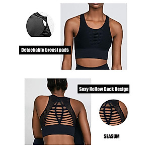 SEASUM Women's Longline Sport Bra Seamless Yoga Crop Top Medium-Low Support Workout Bra M