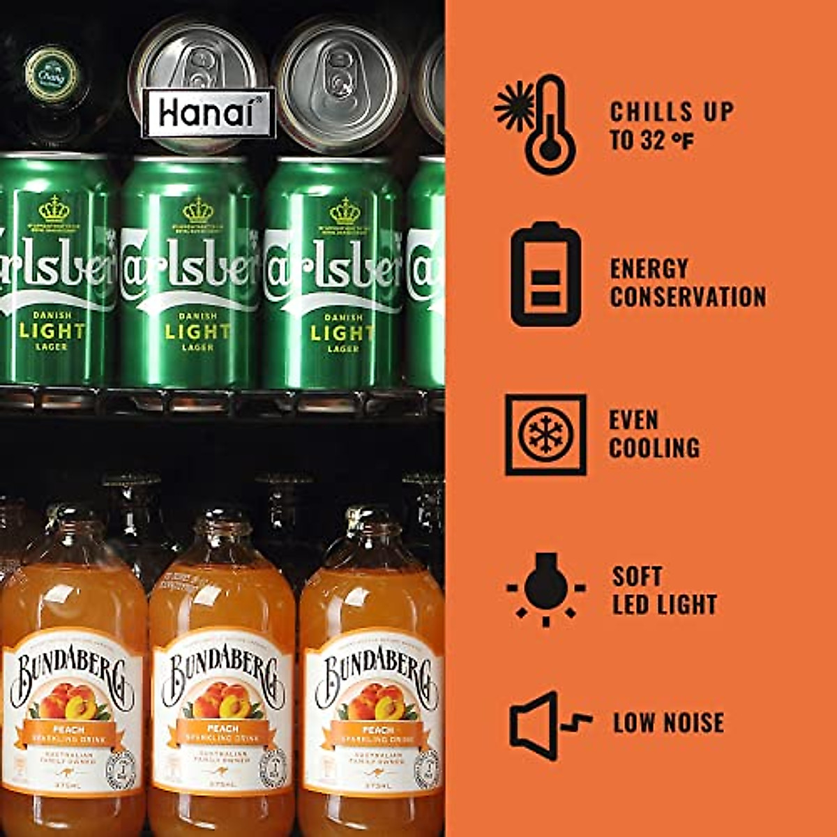 WANAI Beverage Refrigerator Cooler 60 Cans Mini Fridge Glass Door Mini Can Fridge 1.7 cu.ft Organizer for Beer Soda Wine Small Refrigerator with Blue LED for Home/Bar/Office/Dorm