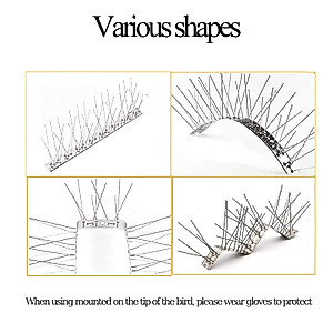 GREBAI Bird Spikes for Pigeons Small Birds,Stainless Steel Fence Spikes,Effectively Deter Crows,Woodpeckers,Pigeons and Other Small Birds Cover 16.2Feet