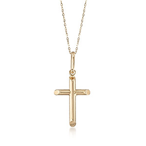 Ross-Simons 14kt Yellow Gold Cross Pendant Necklace. 18 inches
