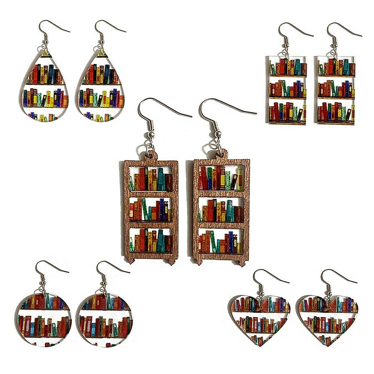 Acrylic Bookcase Earrings Dangle Book Shelves Earrings for Graduation Teachers Student Gift