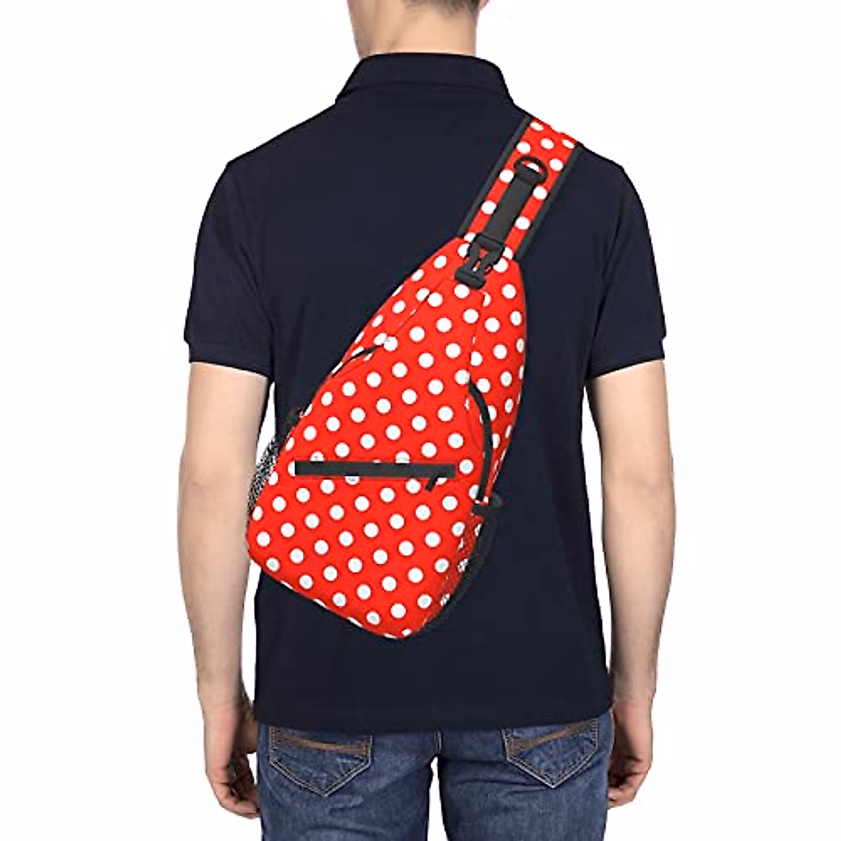 Fiephvsa Sling Backpack Red White Polka Dot Multipurpose Crossbody Shoulder Bag Chest Daypack For Gym Travel Hiking One Size