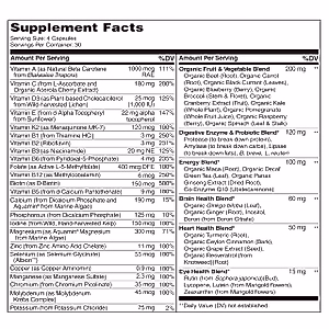 NATURELO Mens Multivitamins - Whole Food Multivitamin for Men with Vitamins, Minerals - 120 Vegetarian Capsules for Energy, Brain, Heart, Eye Health*