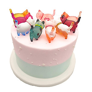 Halloluck 9 Pcs Colorful Cute Miniature Cat Figure Animal Cat Characters Toys Mini Figure Collection Playset, Cake Topper, Plant, Automobile Decoration