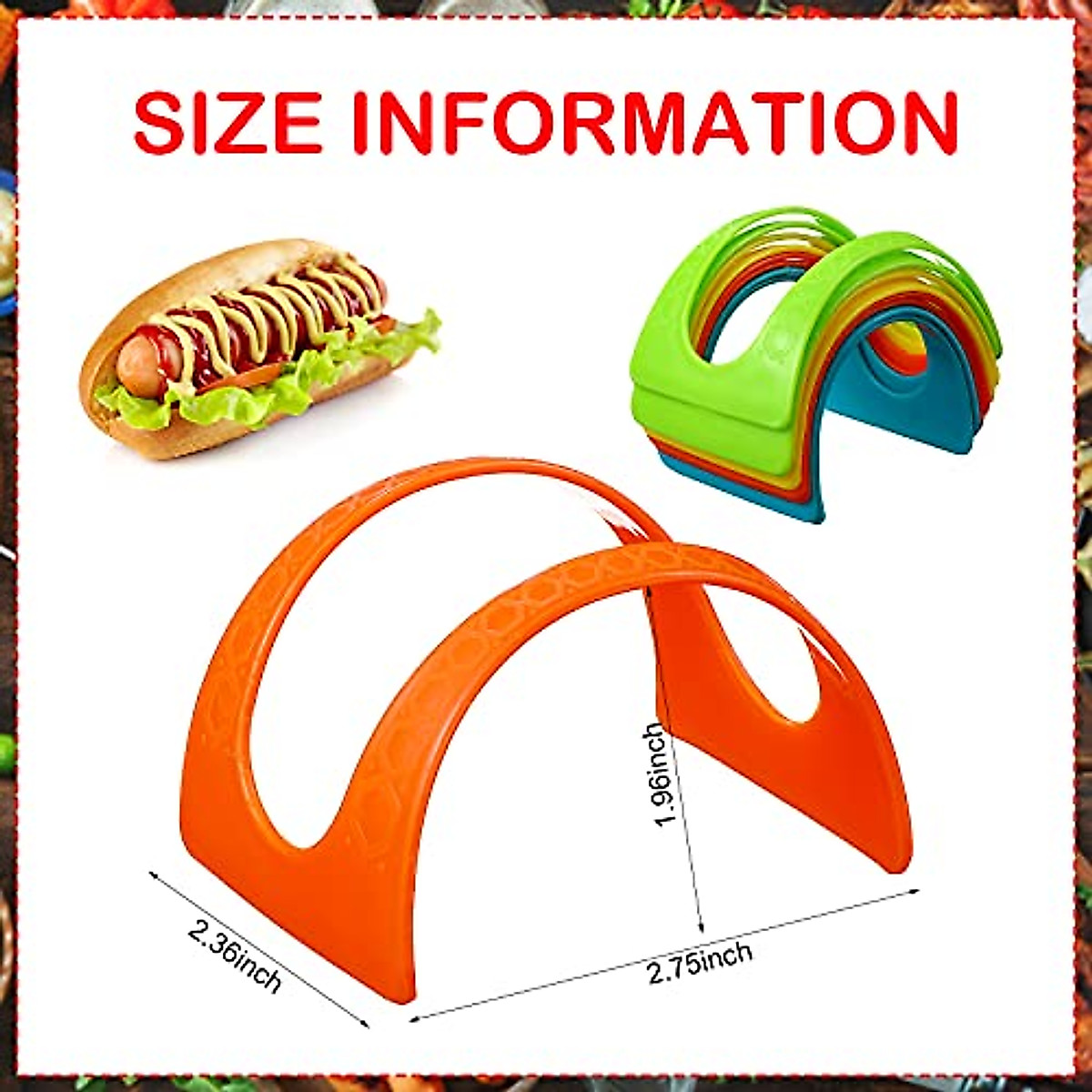 48 Pieces Taco Holder Stands Plastic Taco Plates Colorful Shell Holder Taco Racks Kitchen Taco Trays Serving Taco Stands for Microwave and Dishwasher Taco Bar Taco Party Supplies