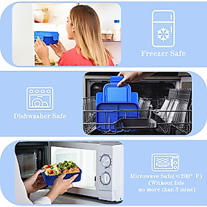 JSCARES Bento Box, Blue, 1400ML Capacity, Leak-Proof, Portable, Safe, Microwave, Freezer, Dishwasher