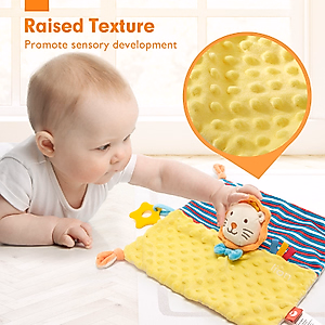 hahaland Baby Stuff Loveys for Babies Lion Security Blanket with Baby Teething Toys 0-3-6-12 Months Baby Gifts for Newborn Baby Boys Girls Infant Toys