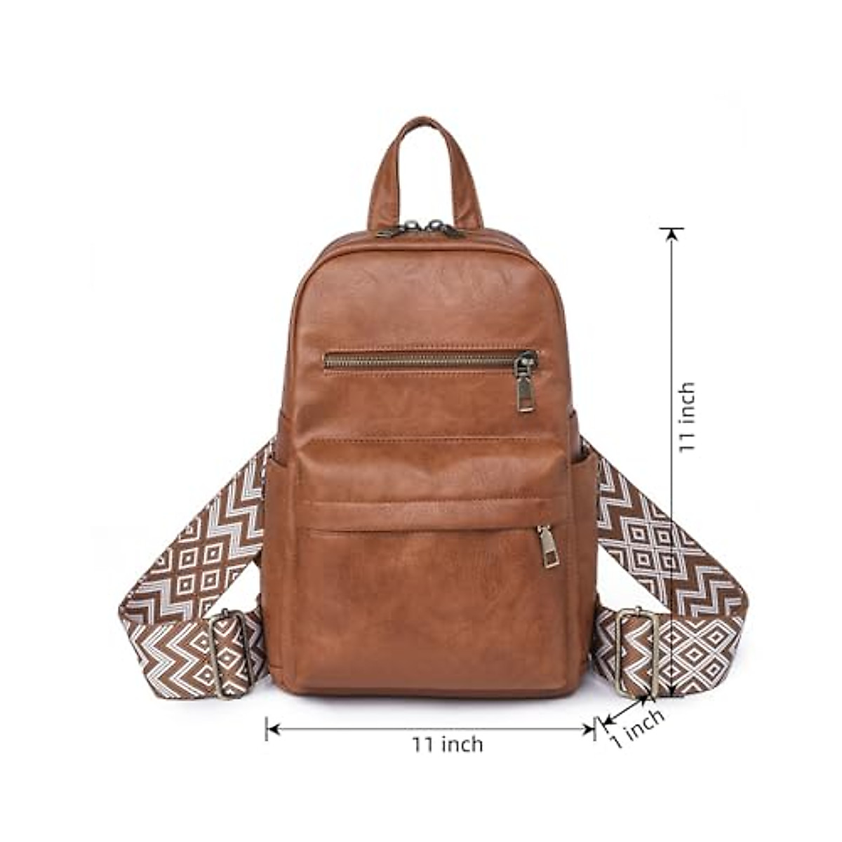 ALUSBELL Vintage Sling Bag Sling Backpack for Men Women, Vegan Leather Crossbody Bag Fanny Packs, Fashion Chest Bag Daypack with 2 Adjustable Straps,Brown