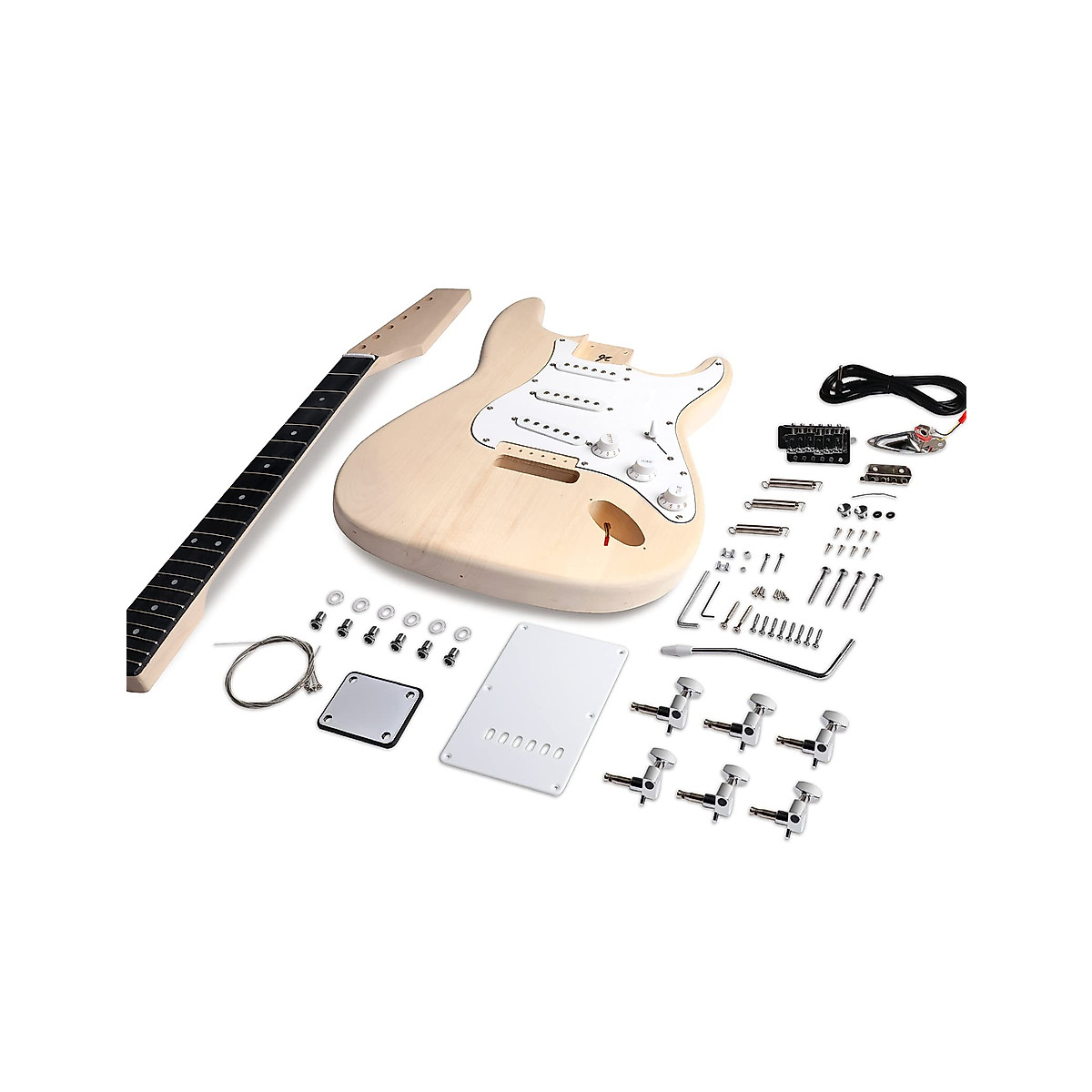 Fistrock DIY Electric Guitar Kit Beginner Kits 6 String Right Handed with Basswood Body Maple Neck Poplar Laminated Fingerboard Build Your Own Guitar.
