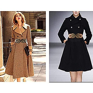 VOCHIC 2pcs Vintage Basic Stretchy Elastic Wide Waist Belt for Womens Dress Metal Interlock Buckle