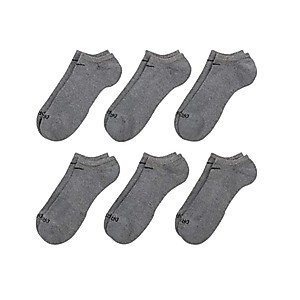 Nike Women's Everyday Plus Cushioned Training No-Show Socks (6 Pairs), Carbon Heather/Black, Large