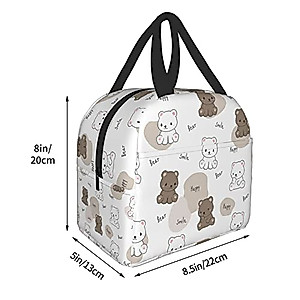 Cute Polar And Kawaii Bear Head Lunch Box Bento Box Insulated Lunch Boxes Reusable Waterproof Lunch Bag With Front Pocket For School Office Picnic
