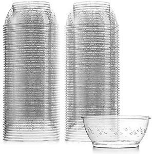 Clear Mini Plastic Bowls - (Bulk 100 Pack) 6 Oz Disposable Premium Hard Plastic Dessert Bowls for Serving, Weddings, Catering, Parties, Ice Cream, Home or Event Party Supplies