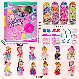 WDSMNAERW Mini vending machine toys, 12 oversized jewelry surprise eggs and 24 limited edition dolls, hatching popular Easter egg hunt toys for boys and girls aged 3-5, toddler birthday playset