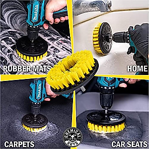 Chemical Guys CWS203 - HOL315 Foaming Citrus Fabric Clean, Easy-to-Use Drill Brush Carpet & Upholstery Fabric Cleaning Kit (Car Carpets, Seats & Floor Mats), 16 fl oz, Citrus Scent