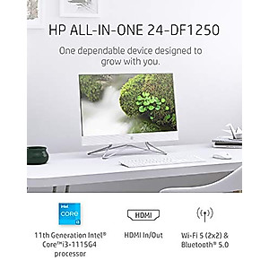 HP All-in-One Desktop PC, 11th Gen Intel Core i3-1115G4 Processor, 8 GB RAM, 512 GB SSD Storage, Full HD 23.8” Display, Windows 10 Home, Remote Work Ready, Mouse and Keyboard (24-dp1250, 2021)
