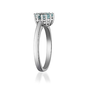 Gin & Grace 10K White Gold Blue Genuine Aquamarine Eternity Promise Propose Promise Ring for Women