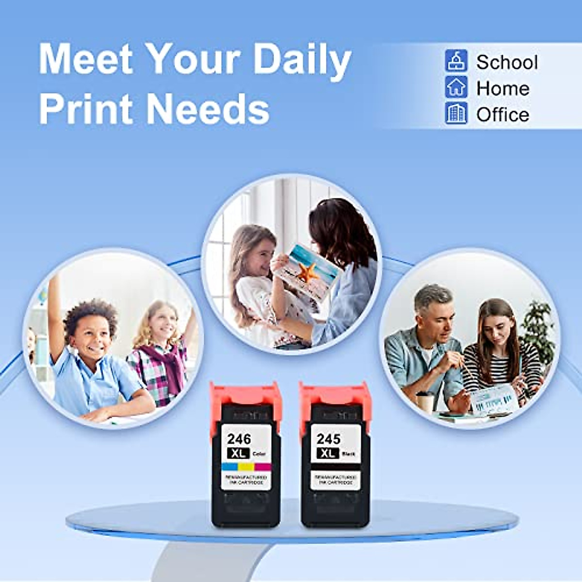 myCartridge SUPRINT 245XL 246XL Ink Cartridge Black Color Combo Pack Replacement for Canon 245XL 246XL PG-245XL CL-246XL for Pixma MG2522 TR4520 TR4500 TS3322 TS3122 MX492 MG2500 Printer Canon 245 246