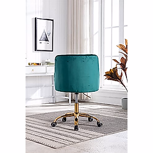 KUIKUI Velvet Desk Chair, Modern Office Chair, Wheels Swivel Height Adjustable Swivel Task Chair for Home Office,Green