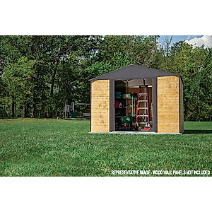 Arrow 10' x 8' Ironwood Galvanized Steel Hybrid Outdoor Shed Kit, Anthracite