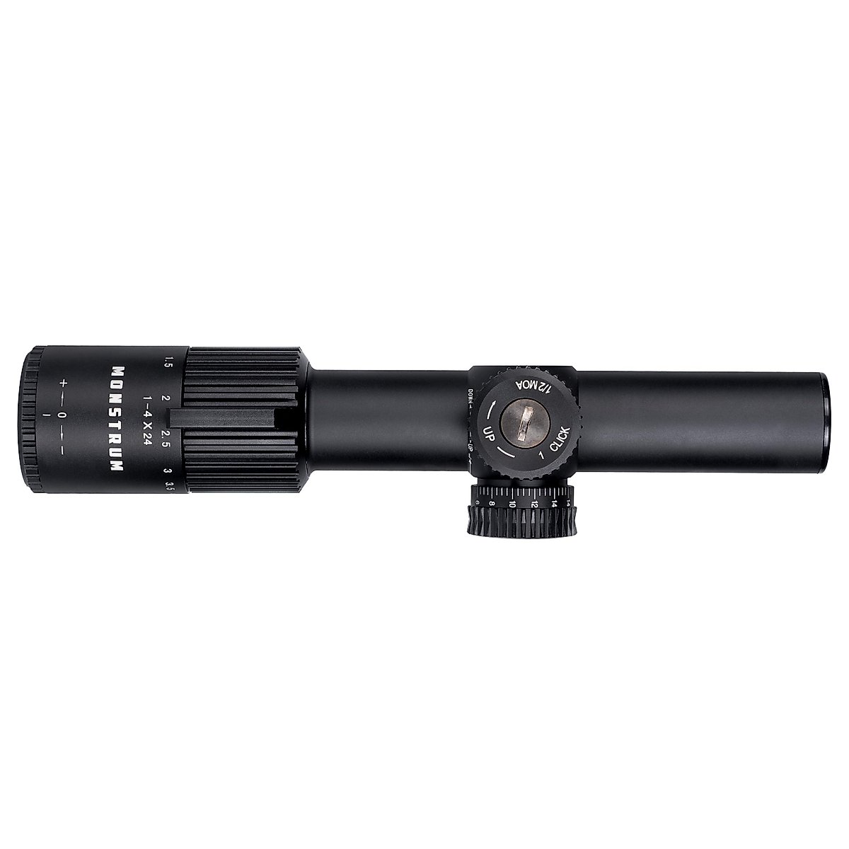 Monstrum Alpha Series 1-4x24 First Focal Plane FFP Rifle Scope with MOA Reticle | Black