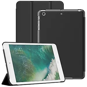 JETech Case for iPad Mini 1/2/3, Protective Hard Back Shell Soft-Touch Tablet Stand Cover, Auto Wake/Sleep (Black)