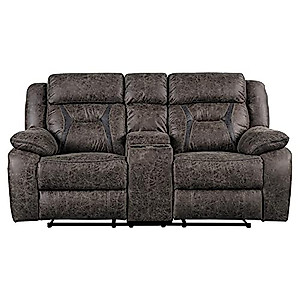 Homelegance Oliver 76" Microfiber Double Reclining Loveseat (Manual), Dark Brown
