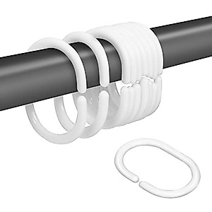 FYY 36 Pcs Plastic Shower Curtain Hooks,Premium Durable C Shape Shower Curtain Hooks Rings for Shower Curtain-White