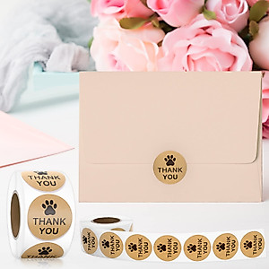 ASTER 500 Pieces Dog Paw Print Thank You Stickers, 1.5 Inch Kraft Thank You Labels Stickers for Baking, Envelope Seals, Small Business, Greeting Cards, Present for Sealing and Decoration