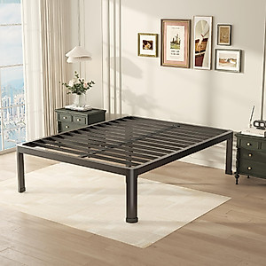 Yitong Angel Full Bed Frame with Round Corner Edge Legs, 18 Inch Heavy Duty Support 3500 lbs Metal Platform Bed Frame Full Size, No Box Spring Needed/Noise Free/Non-Slip/Steel Slat Support