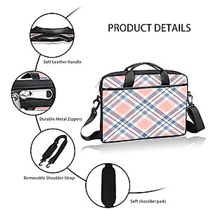 Checkered Pattern Laptop Computer Bag Waterproof Shoulder Messenger Bag 13-15 inch Durable Laptop Tote Bag with Shoulder Strap Handle Lightweight Crossbody Briefcase