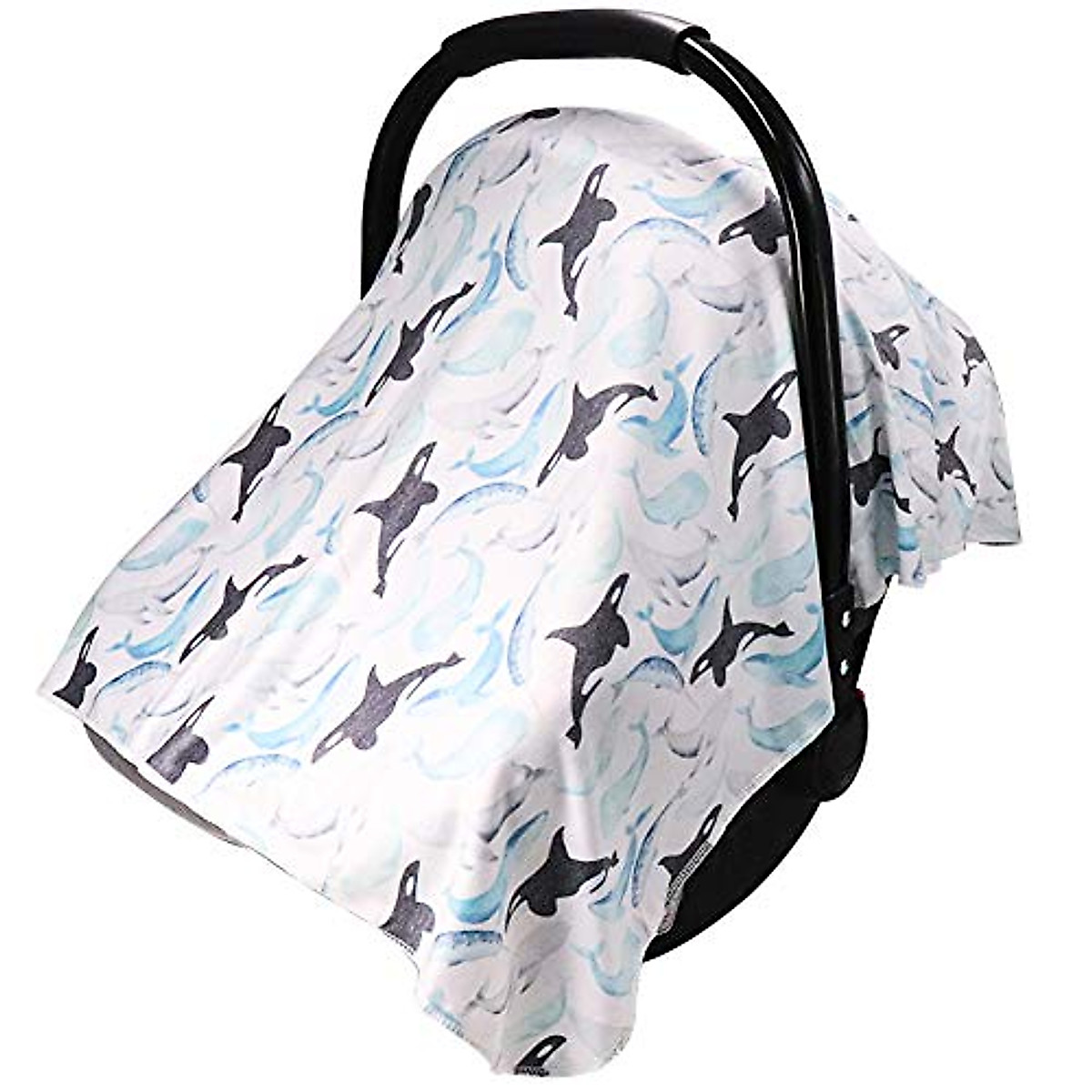 Newborn Swaddle Blankets with Beanie Hat 4 Pack Set for Boys Whale+Camouflage Baby Receiving Blanket