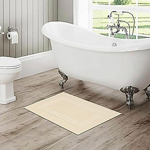 GLAMBURG Premium Cotton 20x32 inch 2-Pack Bath Mats - 100% Ringspun Cotton - Luxury Hotel & Spa Quality - 800 GSM - Durable Soft Highly Absorbent - Machine Washable - Ivory