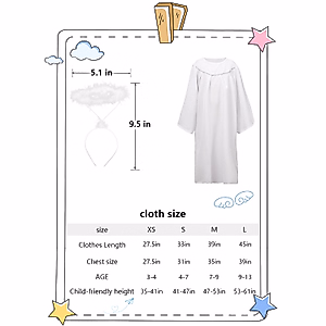 HOMELEX Kids Angel Costume With Halo Christmas Church Robes Angel Dress for Girl