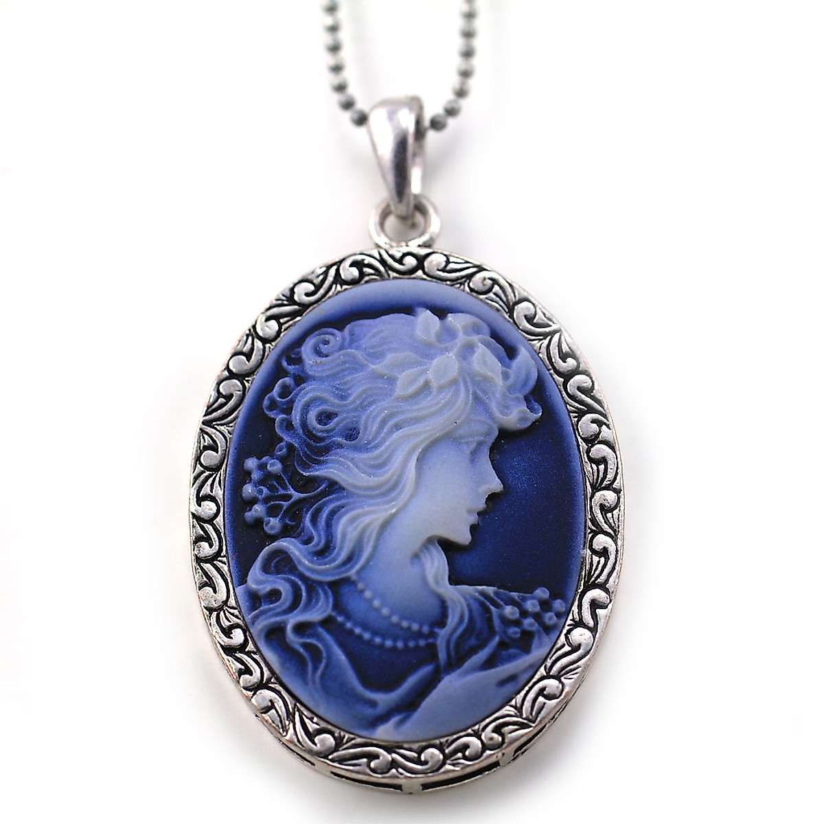 Soulbreezecollection Blue Cameo Pendant Necklace Charm for Women