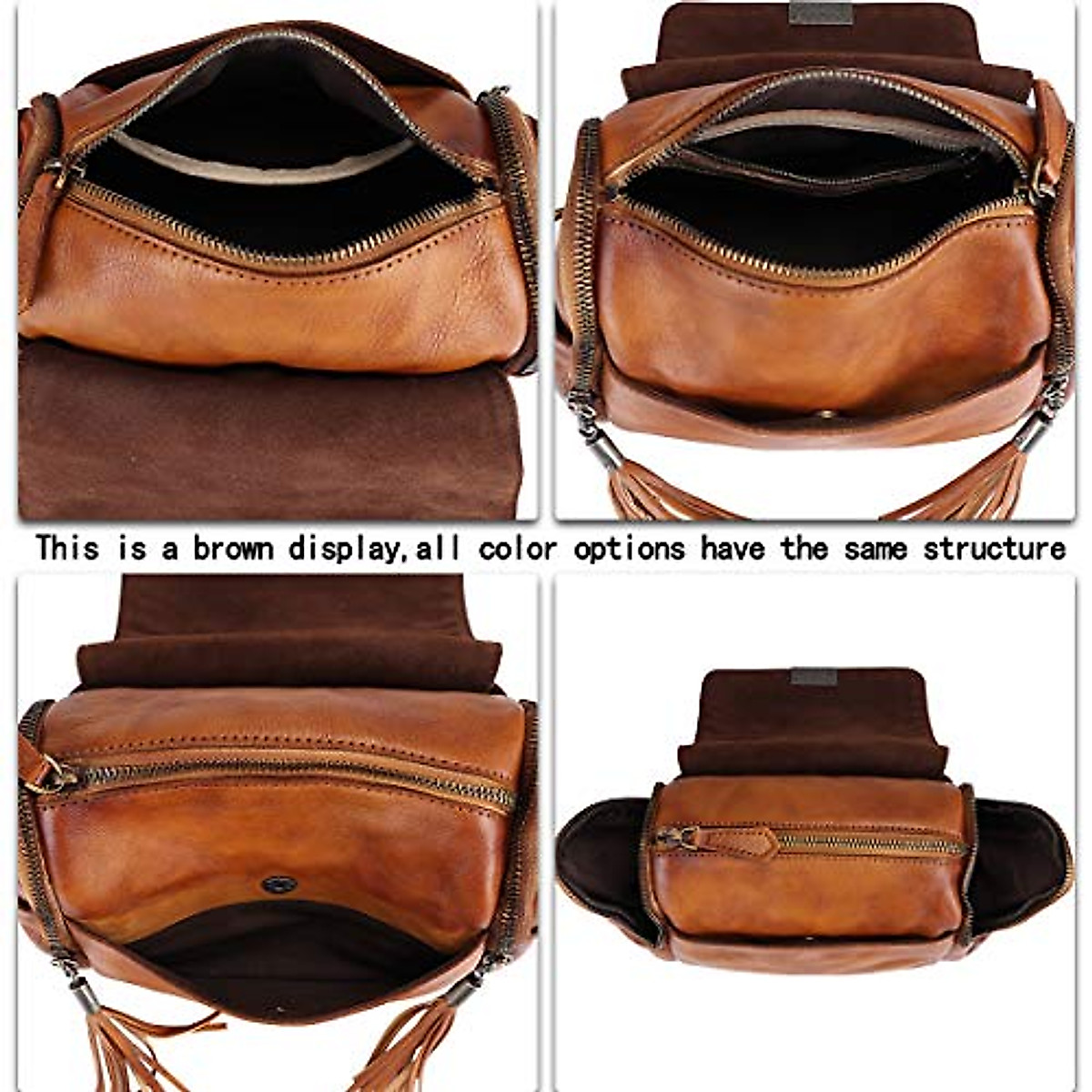 Genuine Leather Crossbody Purse for Women Vintage Handmade Satchel Top Handle Convertible Handbag Shoulder Bag (Red)