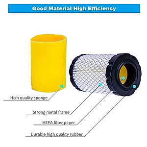 ZLKSKER 796031 Air Cleaner w/Fuel Filter, Replace for B&S 591334 594201 797704 31A507 31A607, Lawn Mower Air Filter