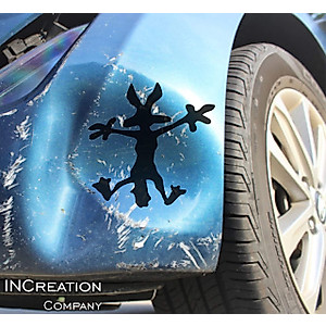 Cartoon Coyote Splat Hitting Wall - Car - Laptop - Decal - Sticker