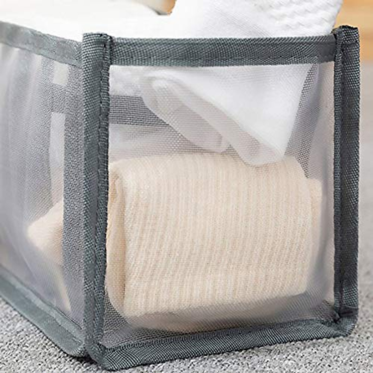 Set of 3 Underwear Organizer Drawer Divider, Foldable Breathable Storage Box Closet Dividers Dresser Clothes Drawer Organizers for Storing Underwear Bra Socks ( 6/7/11 Grids) (#4)