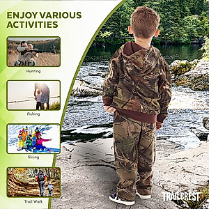 TrailCrest by Treel Infant-Toddler Cotton Full Zip Hoodie Sweatshirt Jacket & Pants Set Tracksuit, 5T, Camo