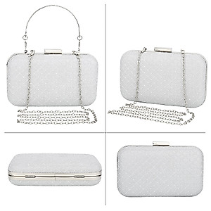 Tanpell Women's Evening Bag Glittering Clutch Handbag Wedding Party Bridal Purse with Detachable Chain (Silver)