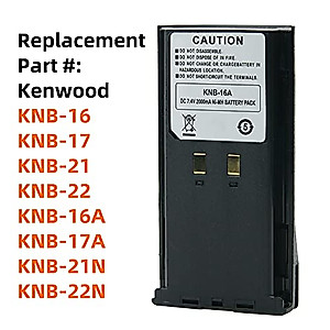 Vineyuan 7.4V 2000mAh KNB-16A Ni-MH Replacement Battery for Kenwood TK-480 TK-380 TK-280 TK-290 TK-190 TK-5400 Two Way Radios