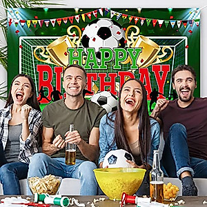 durony Soccer Party Backdrop Sports Themed Party Decoration Soccer Happy Birthday Banner Wall Hanging Decor Photo Background for Holiday Birthday Party Supplies, 70.8 x 43.3 Inches