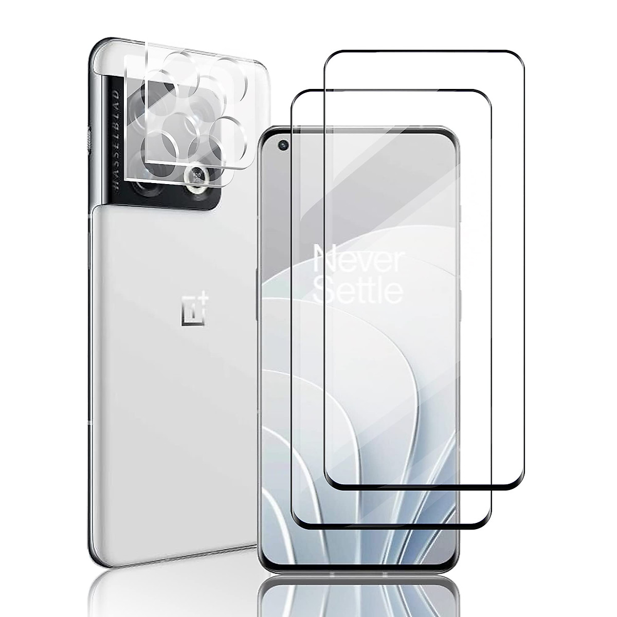 WILLONE [2+2 For OnePlus 10 Pro Screen Protector Tempered Glass 2 Pcs, Camera Lens Protector 2 Pcs, Support Fingerprint Sensor, 9H Hardness, Bubble Free, HD Film for OnePlus 10 Pro 5G