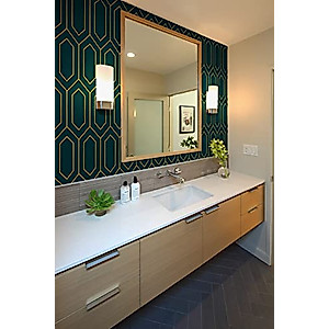 Safiyya Peel and Stick Wallpaper Gold and Dark Teal Green Wallpaper Geometric Contact Paper Textured Wallpaper Self Adhesive Removable Wallpaper for Walls Vinyl Roll 118"x17.3"