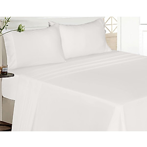 RUVANTI 100% Cotton Sheets for Full Size Bed - Crispy Cooling Percale Sheets - Breathable & Durable Full Sheet Set - Deep Pocket 16 Inches (Fits up to 18") - Off White - 4 Pieces