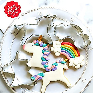 Unicorn Cookie Cutters 3-Pc. Set Made in USA by Ann Clark, Unicorn Head, Unicorn, Rainbow