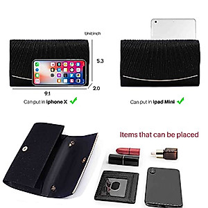 Yokawe Clutch Purse for Women Glitter Evening Bag Envelope Handbag for Formal Prom Party Wedding (Black)